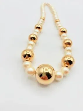 Jewelry | Faux Pearl Gold Tone Graduated Beaded Statement Necklace ...